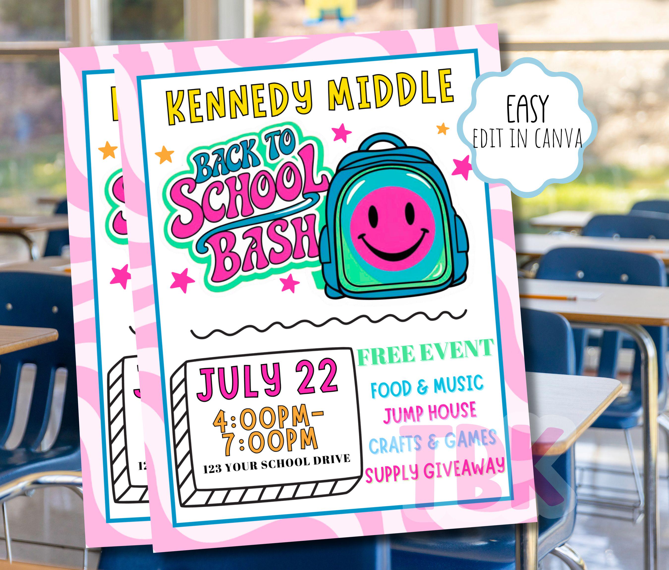 Groovy Back to School Bash Flyer: Editable PTA Invitation (digital ...