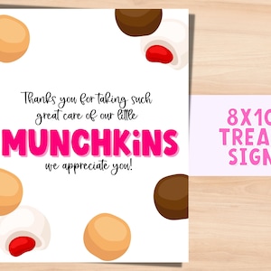 Munchkin Donuts Sign. Pink Donut Sign Staff APPRECIATION Sign 8x10 ...