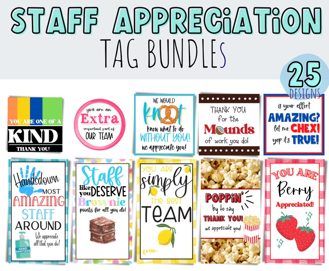 Snack Tags Teacher, Employee Treat Tags/note BUNDLE 25 Designs - Etsy
