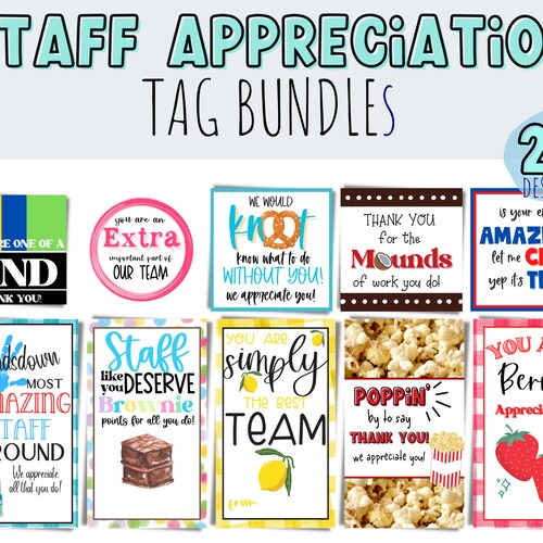 Snack Tags Teacher Employee Treat Tags/note BUNDLE 25 Designs - Etsy