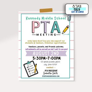 Editable Spring PTA Meeting Flyer Template (PDF) - Etsy