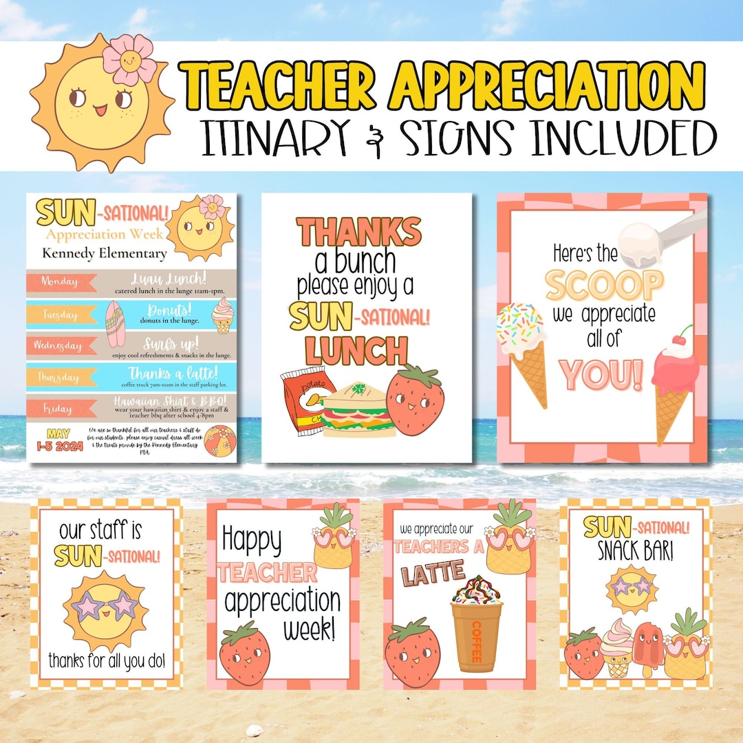 Sun-sational Groovy Beach Theme | Retro Teacher Appreciation Week ...