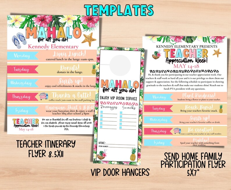 Beach Theme Teacher Appreciation Week Bundle Printable Signs, Gift Tag ...