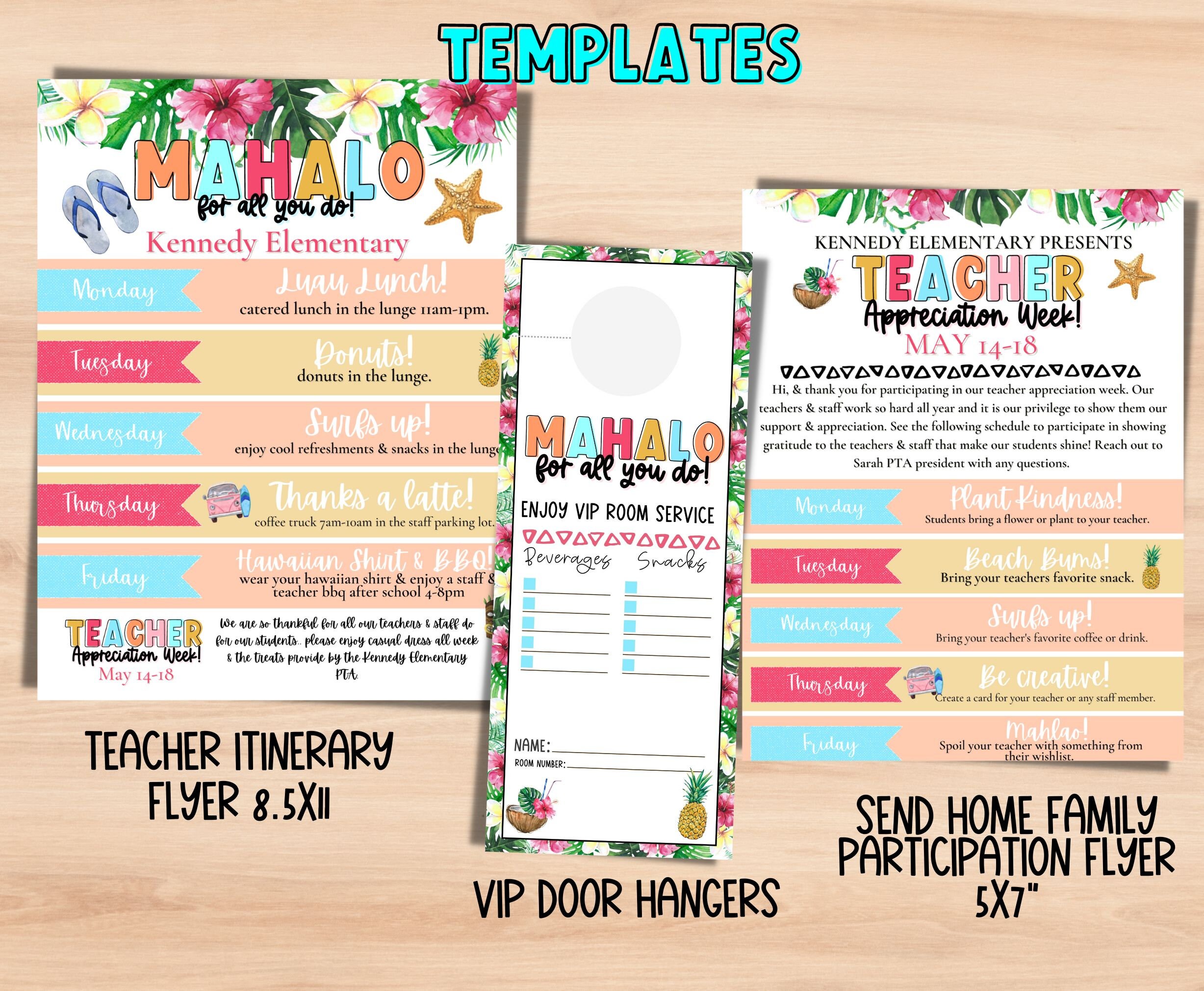 Beach Theme Teacher Appreciation Week Bundle Printable Signs, Gift Tag ...