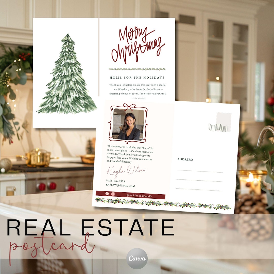 Happy Holidays Editable Real Estate Christmas Holiday Template | Card ...