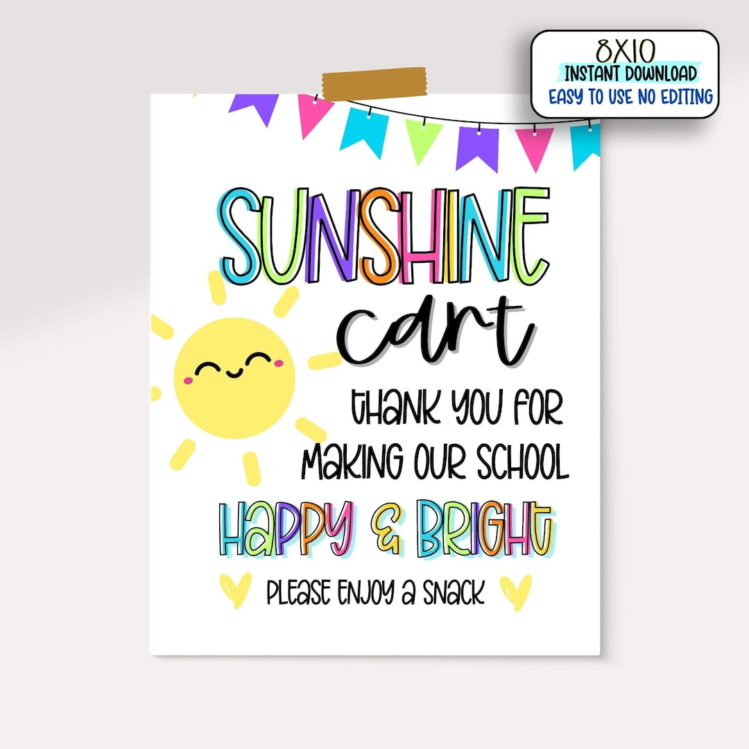 Teacher Appreciation Sunshine Cart Snack Sign | PTA Sign - Etsy