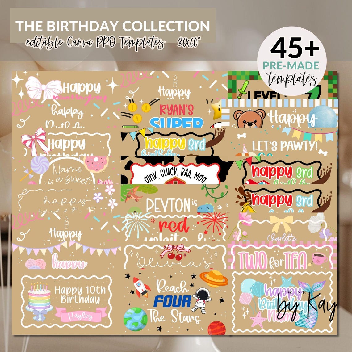 Editable Banner and Border Templates Digital Download 45+ Hand Painted ...