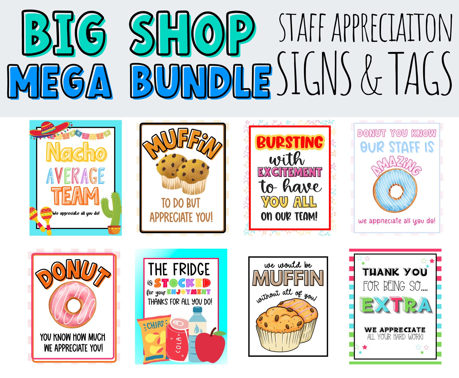 Staff Appreciation Sign & Tag SHOP Bundle. 85 8x10 Employee - Etsy