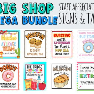 Staff Appreciation Sign & Tag SHOP Bundle. 85 8x10 Employee ...