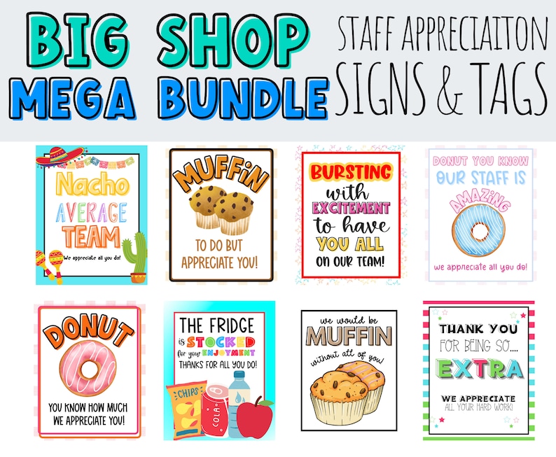 Staff Appreciation Sign & Tag SHOP Bundle. 85 8x10 Employee - Etsy