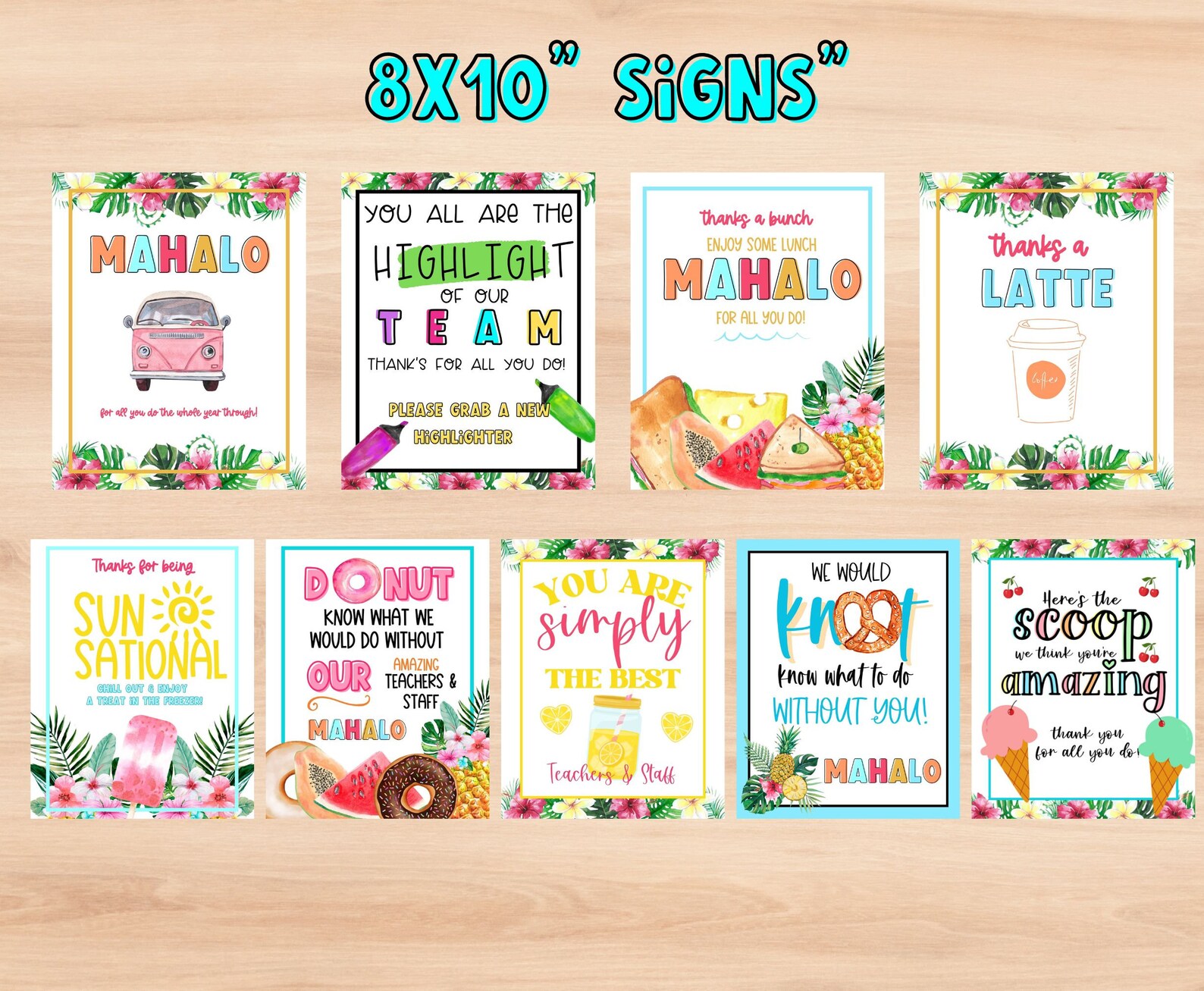 Beach Theme Teacher Appreciation Week Bundle Printable Signs, Gift Tag ...