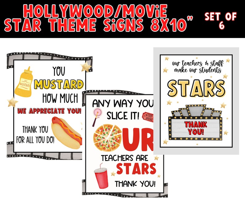 Hollywood Movie Star Teacher Appreciation Week Signs. Donut Sign ...