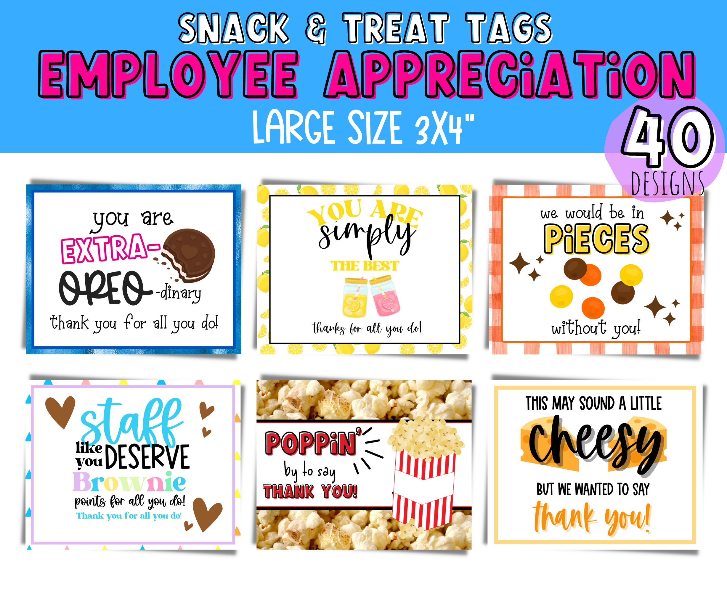 Snack and Candy Treat Tags for Employee Teacher Nurse - Etsy