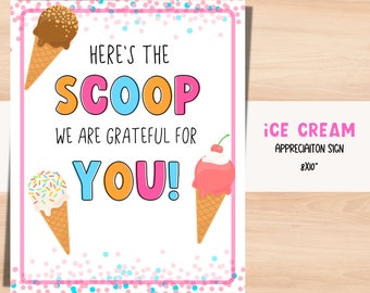 Ice Cream Sign Printable Staff Employee Teacher Appreciation - Etsy
