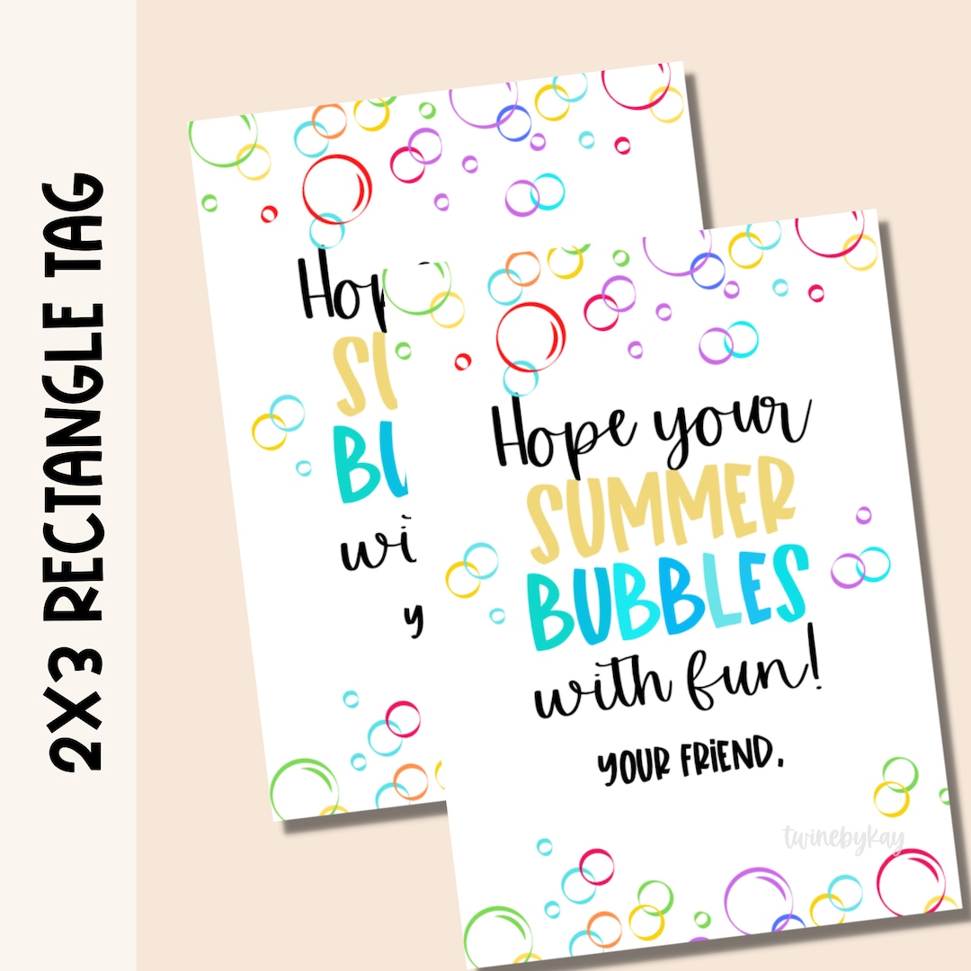 Summer Bubble End of Year Tag 2x3 - Etsy