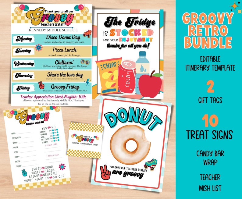 Groovy Retro Teacher Appreciation Week THEM BUNDLE. Groovy - Etsy
