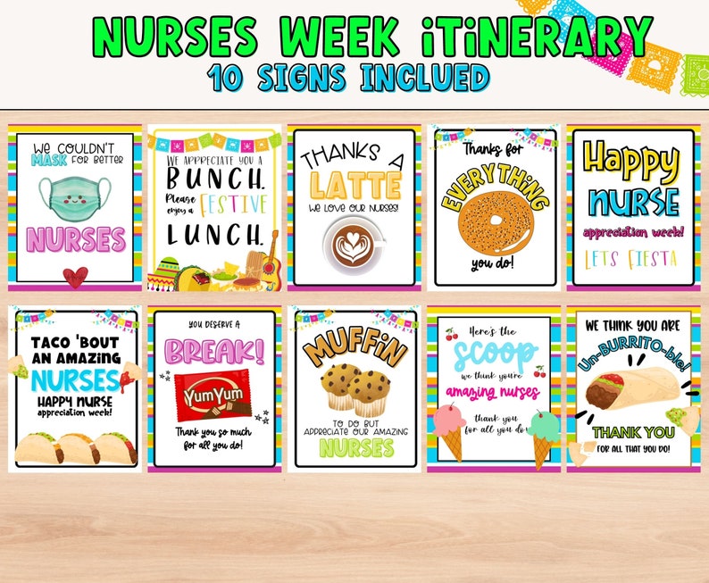 Nurses Appreciation Week Itinerary. Nurse Appreciation Sign. Nacho ...