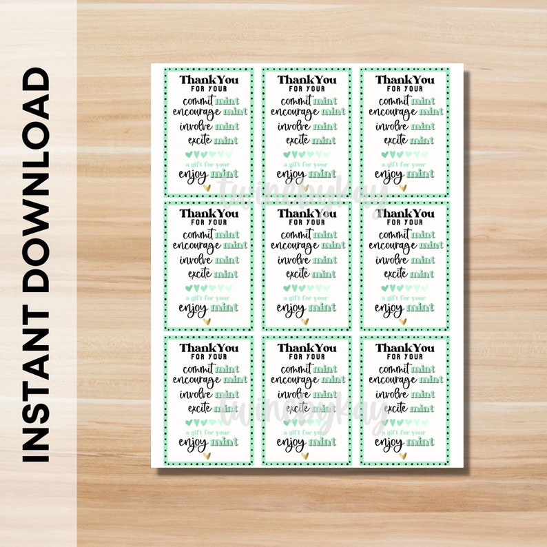 Mint Teacher Appreciation Mint Printable Tags. Nurse - Etsy