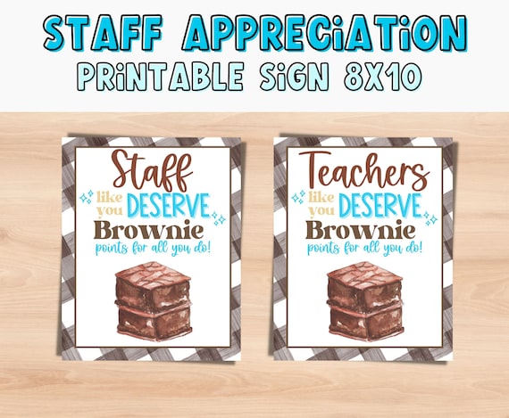 Brownie Points STAFF & Teacher Appreciation Sign. Printable - Etsy