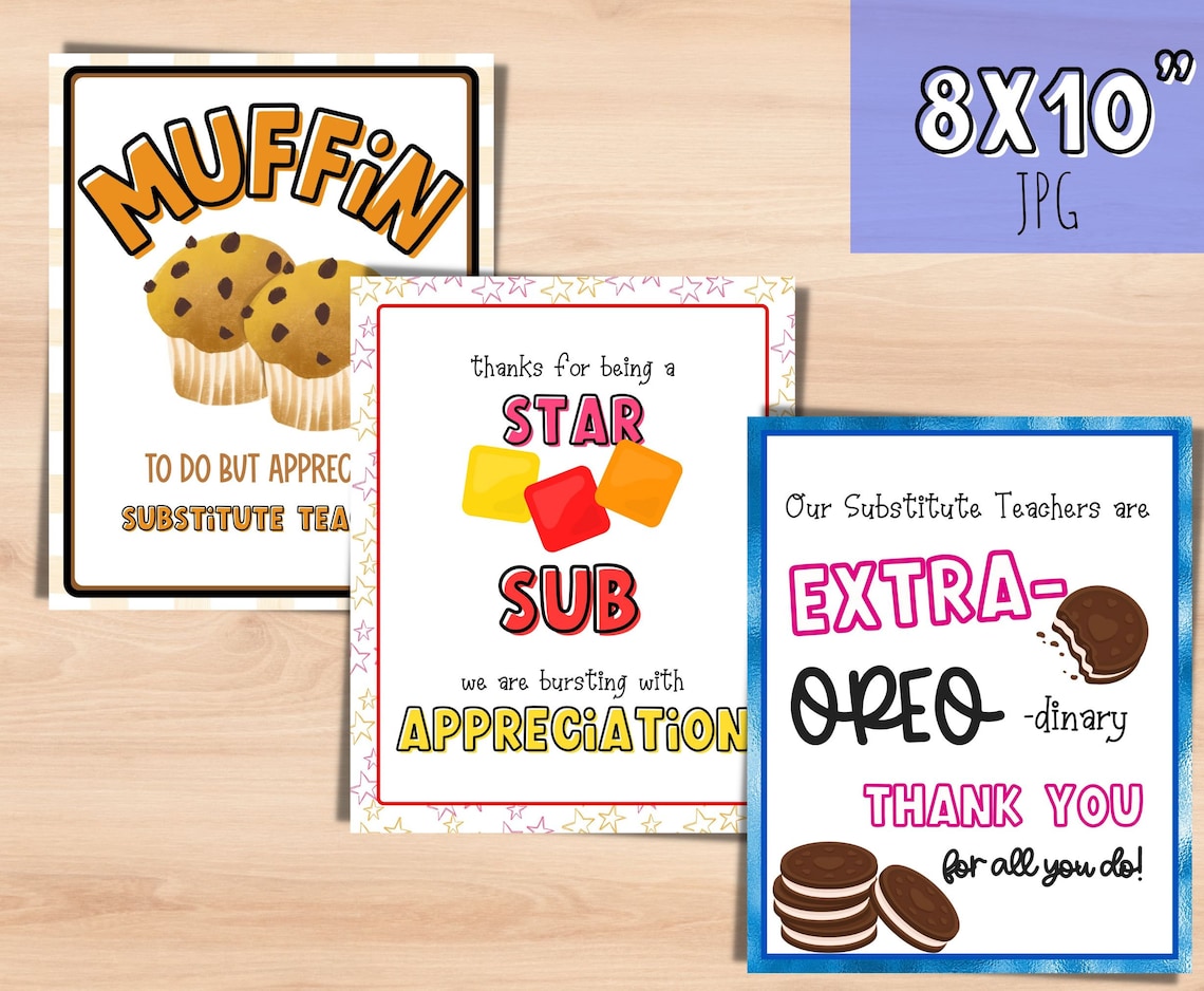Substitute Teacher Appreciation Sign. Printable Sign 8x10 - Etsy