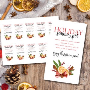 Simmer Pot Potpourri Holiday Gift Tag | Holiday Simmering Potpourri ...