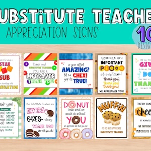 Substitute Teacher Appreciation Sign. Printable Sign 8x10 - Etsy