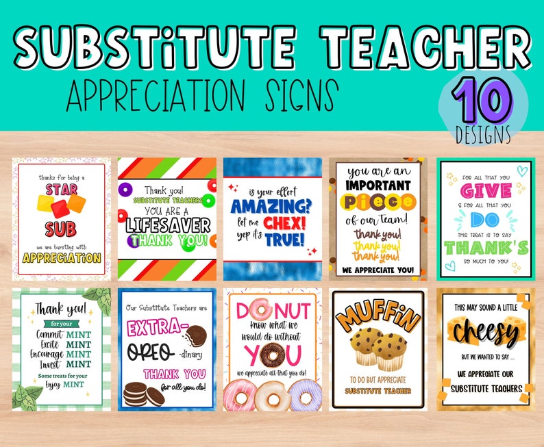 Substitute Teacher Appreciation Sign. Printable Sign 8x10 - Etsy
