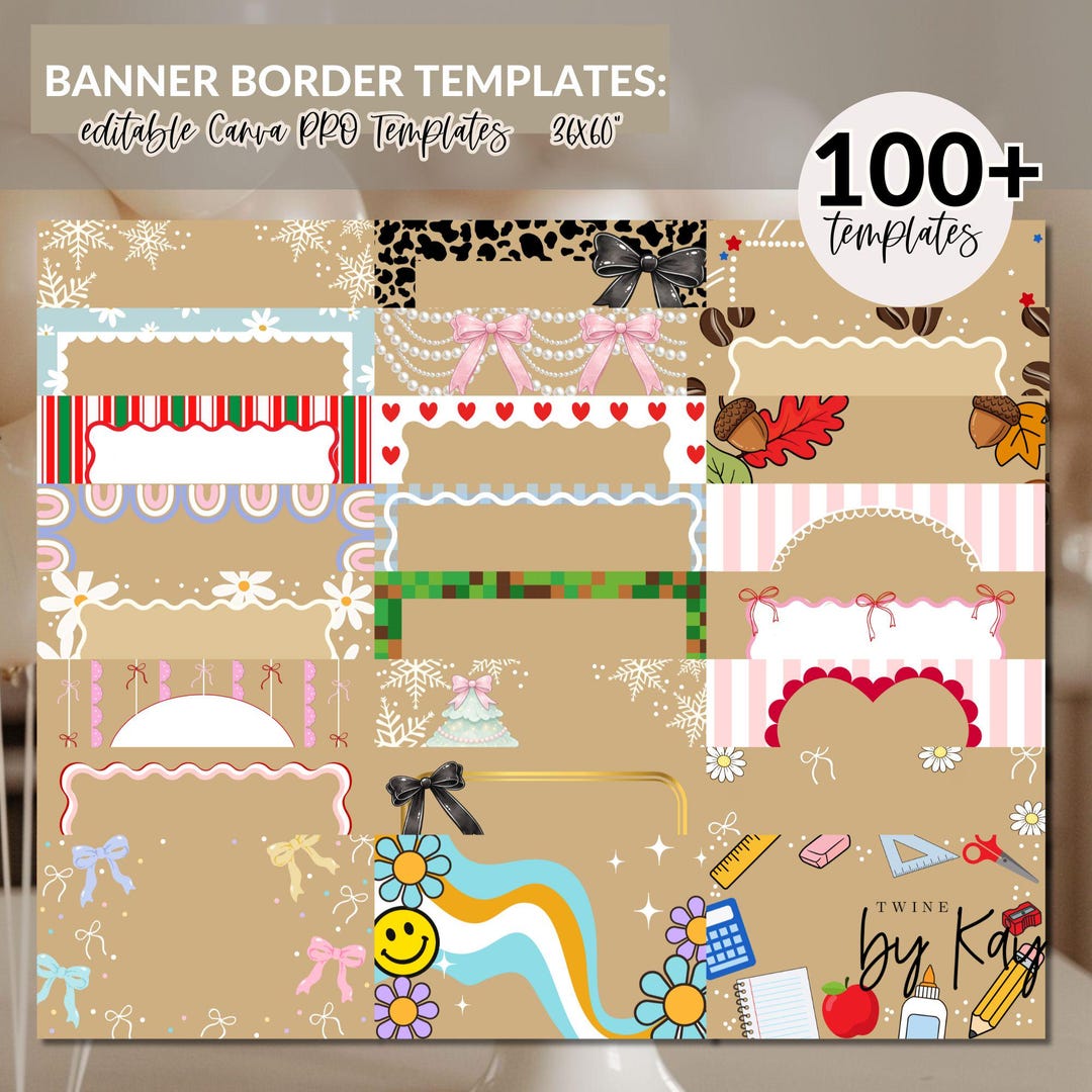 Editable Banner and Border Templates Digital Download | 100+ Hand ...