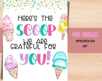 Ice Cream Sign Printable Staff Employee Teacher Appreciation - Etsy