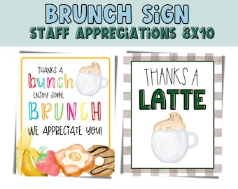 Breakfast Appreciation Sign Brunch, Teacher Staff Appreciation Thanks a ...