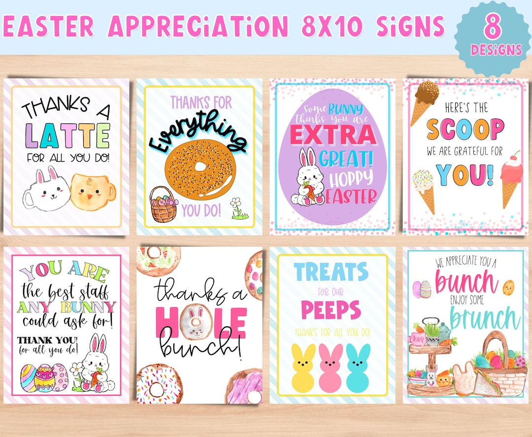 Easter Staff Appreciation Sign. Bunny Appreciaiton Sign. Easter Donut ...