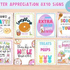 Easter Staff Appreciation Sign. Bunny Appreciaiton Sign. Easter Donut ...