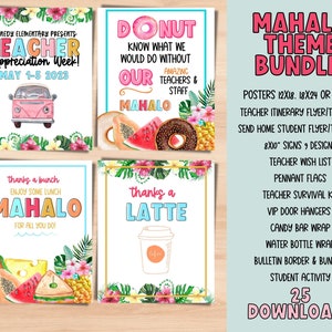 Beach Theme Teacher Appreciation Week Bundle Printable Signs, Gift Tag ...