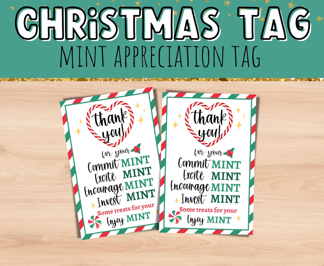 Christmas Teacher Appreciation Mint Printable Tags. Thank You for ...
