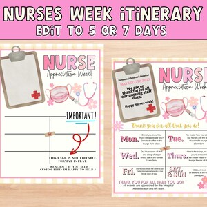Template Nurses Appreciation Week Itinerary. Nurse Appreciation Sign ...