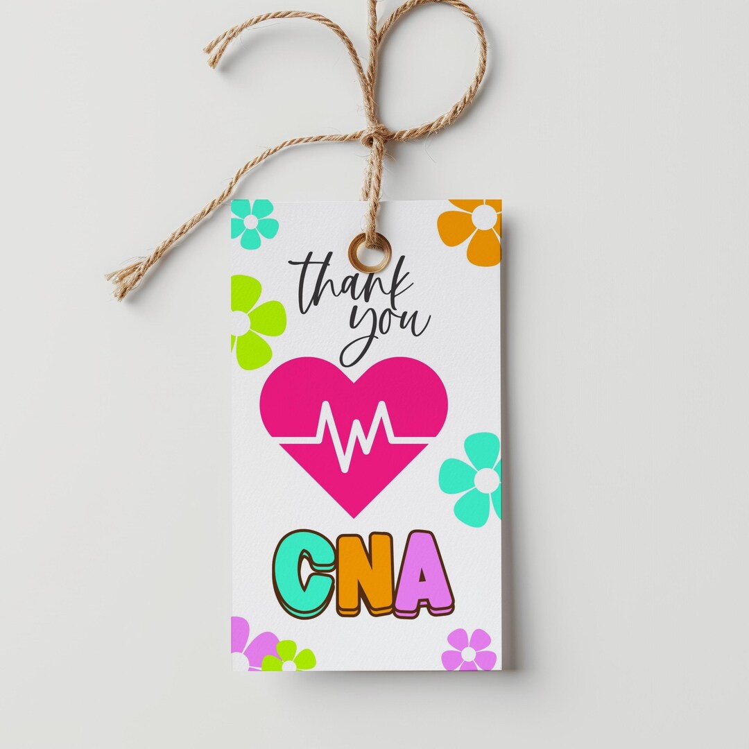 CNA Appreciation Gift Tag: Bright Floral Design (PDF Print) - Etsy