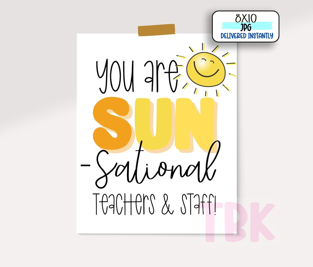 Sun-sational Teacher Appreciation Sign: Groovy Beach Theme (JPG File ...
