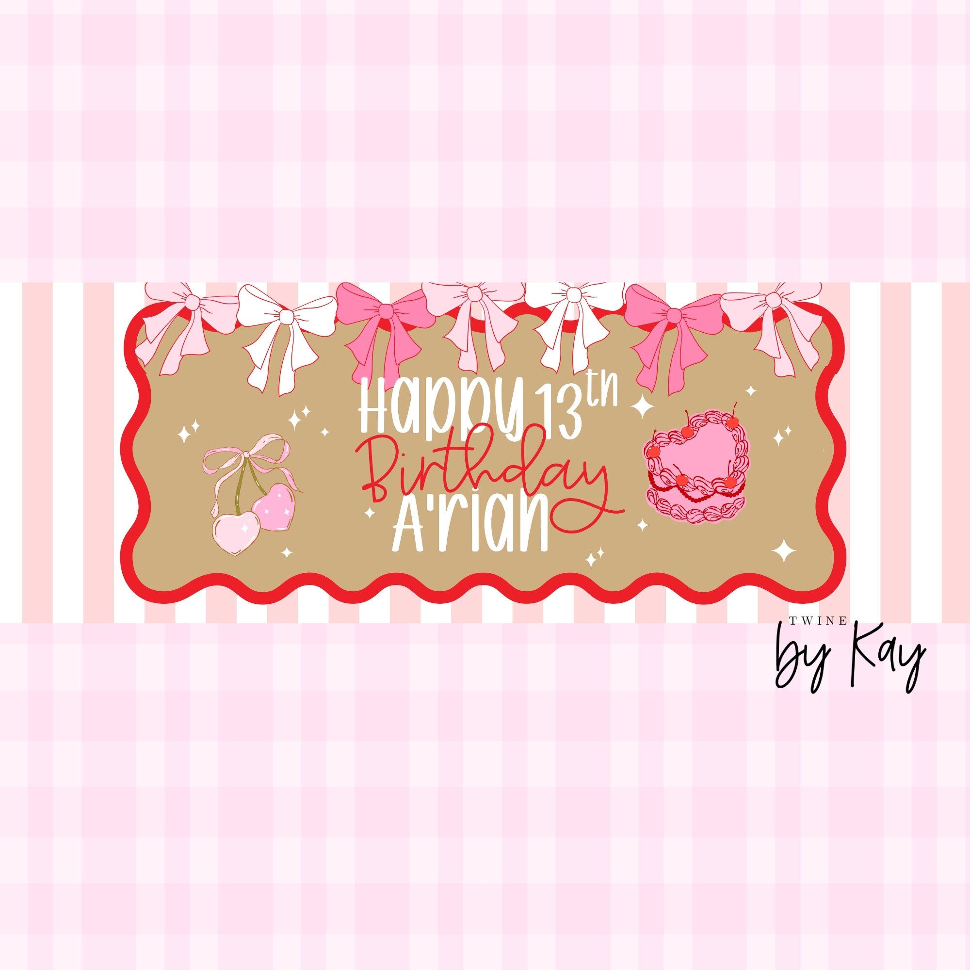 2x6 EDITABLE Cherry Cake Teen Girl Banner and Border Templates Digital ...