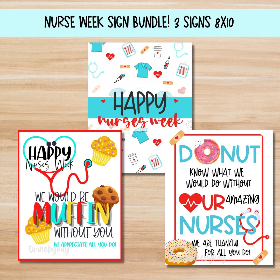 Nurse Week Appreciation Bundle Break Room Signs 8x10 Pintables Set of 3 ...