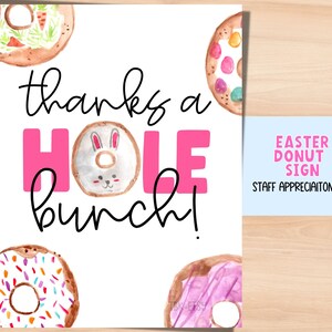 Easter Staff Appreciation Sign. Bunny Appreciaiton Sign. Easter Donut ...