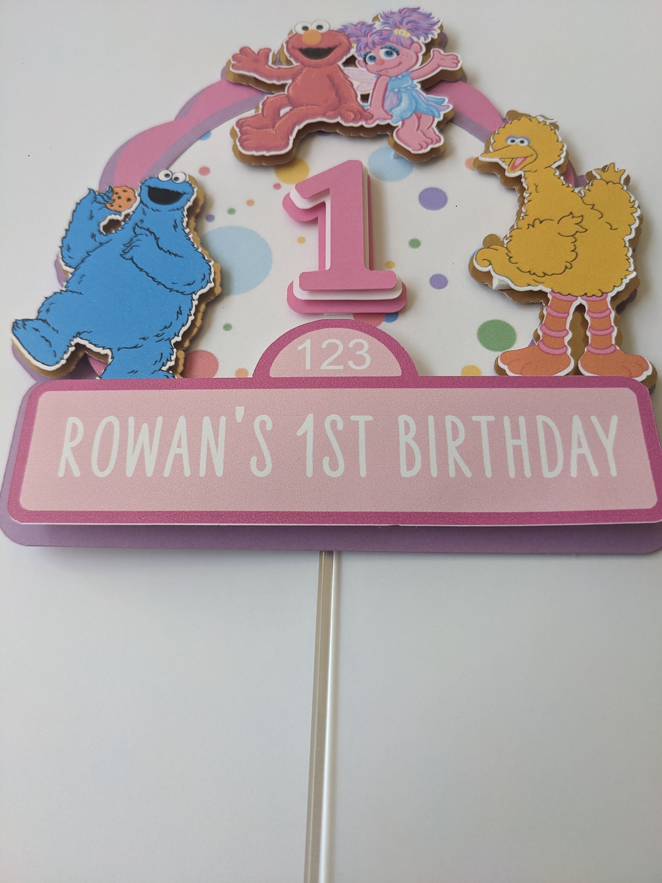 Elmo Cake Topper, Kids Birthday Cake Topper, Pink Sesame Street Cake ...