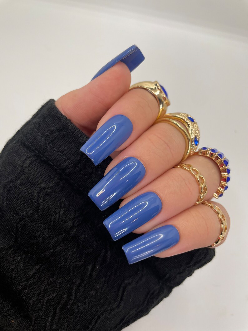 Blue Press on Nails Blue Nails Press Ons Press on Nails - Etsy