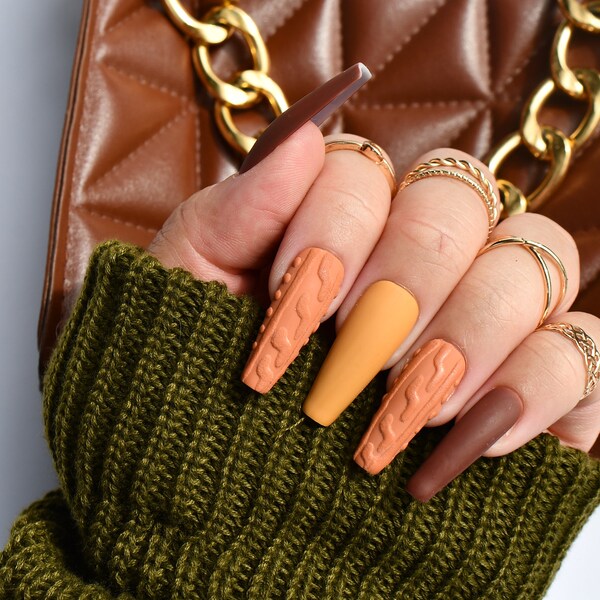 Fall Press on Nails - Etsy