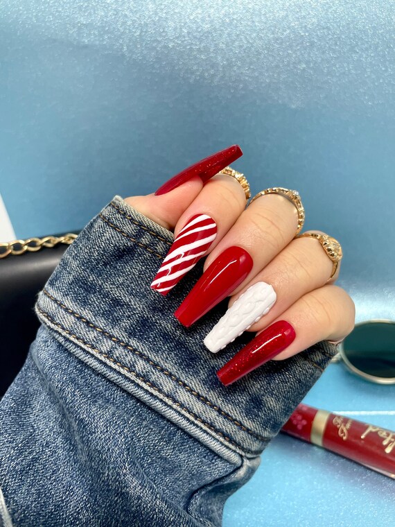 Candy Cane French Tips Toes