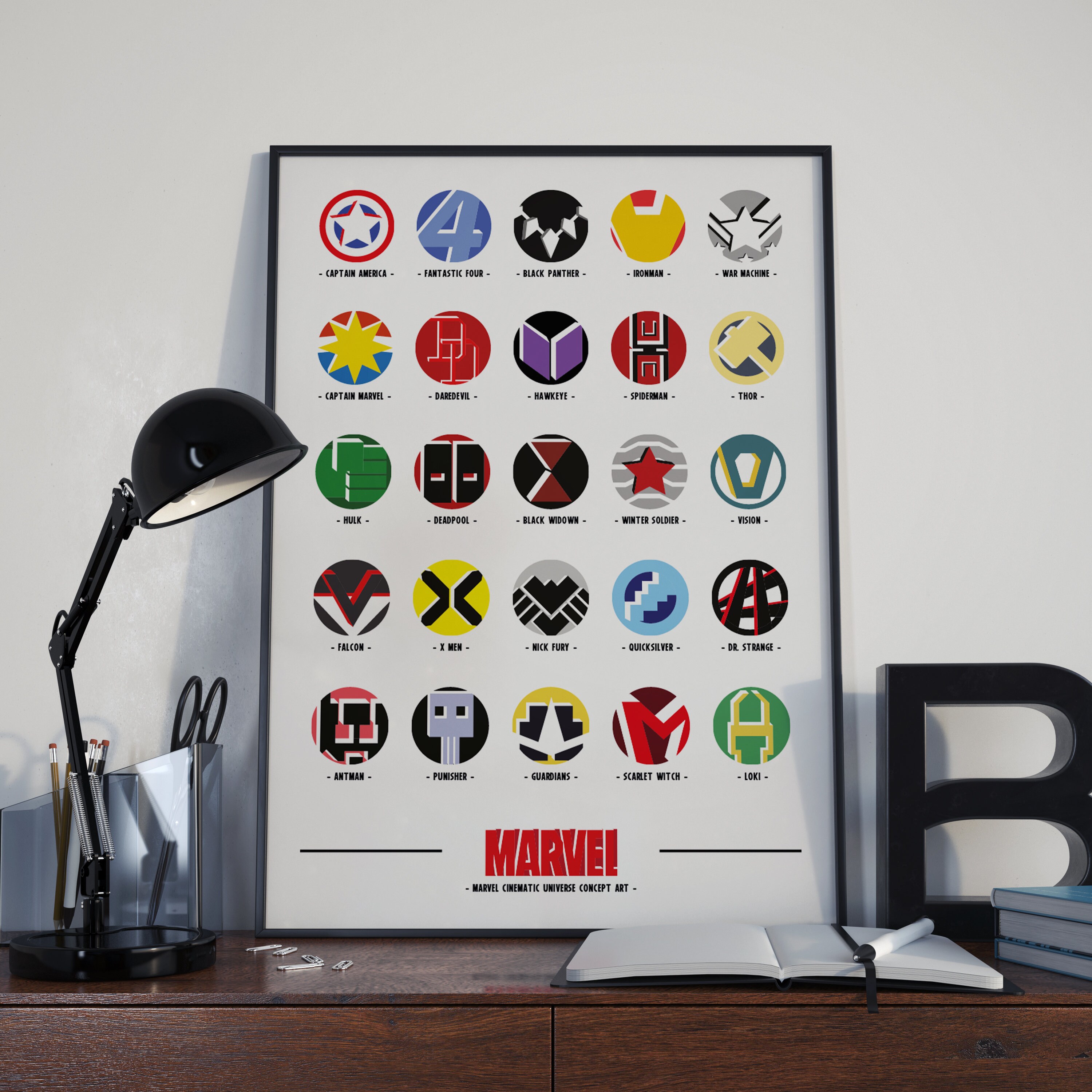 MARVEL Logos Print Handmade Concept Art Marvel Cinematic Universe, Iron ...