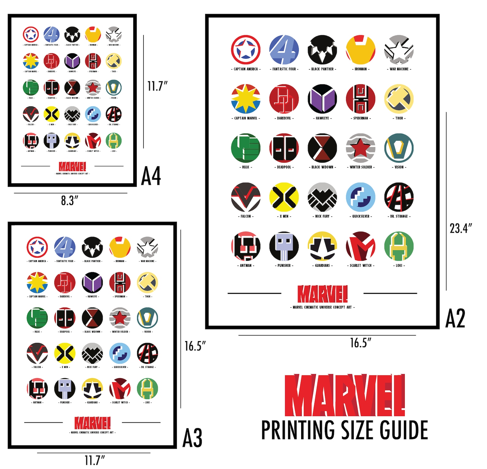 MARVEL Logos Print Handmade Concept Art Marvel Cinematic Universe, Iron ...