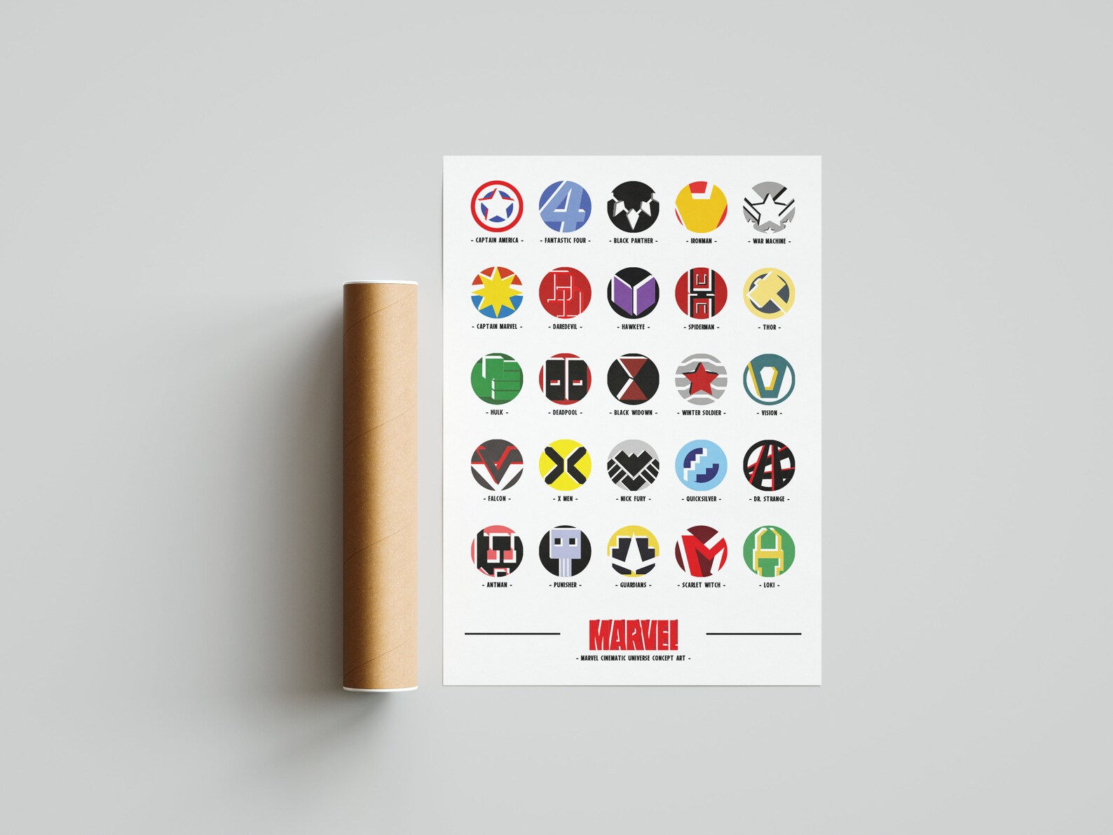 MARVEL Logos Print Handmade Concept Art Marvel Cinematic Universe, Iron ...