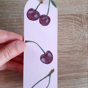 Cherry Bookmark, Cherry Painting, Wooden Bookmarks, Cherry Stationary ...