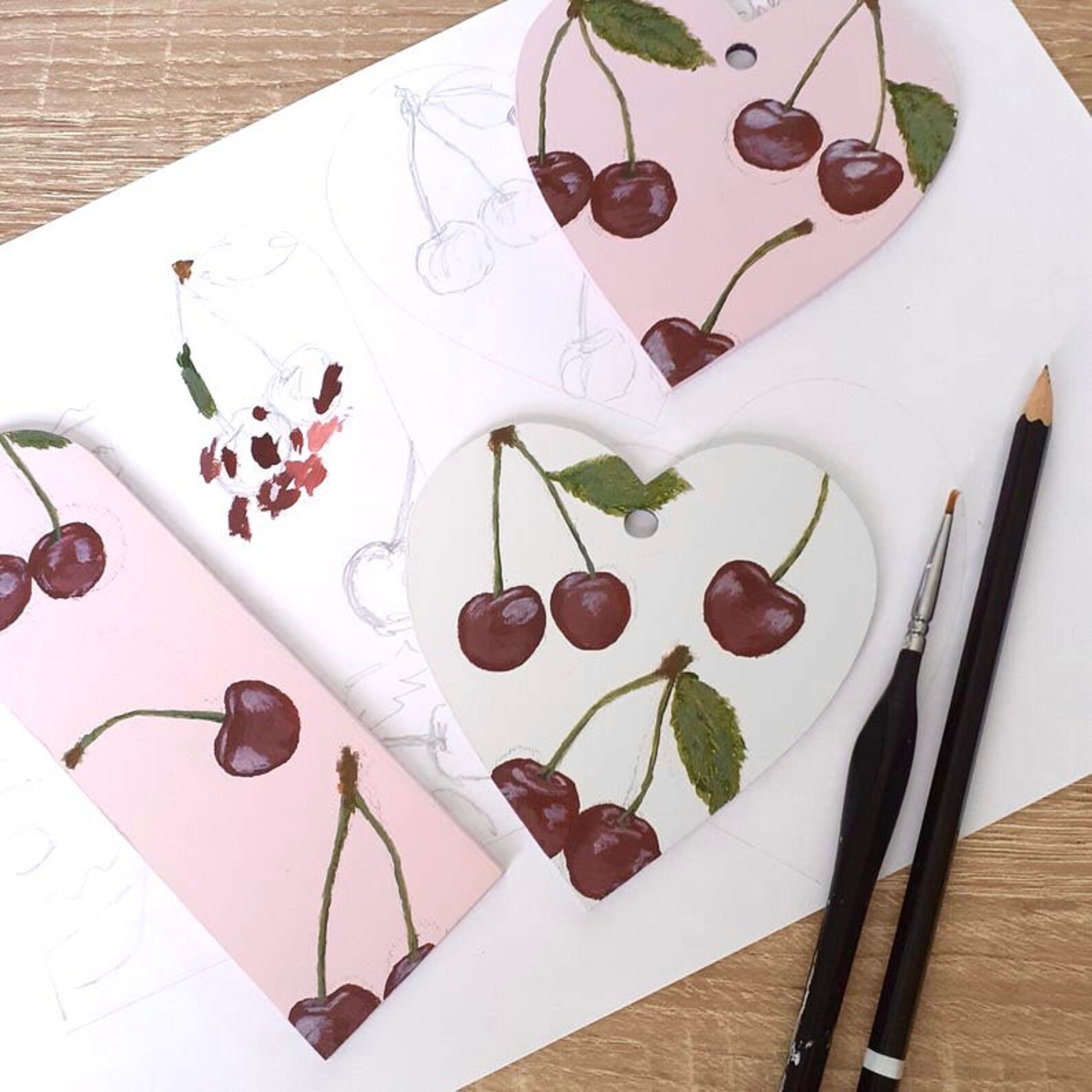 Cherry Bookmark Cherry Painting Wooden Bookmarks Cherry - Etsy UK