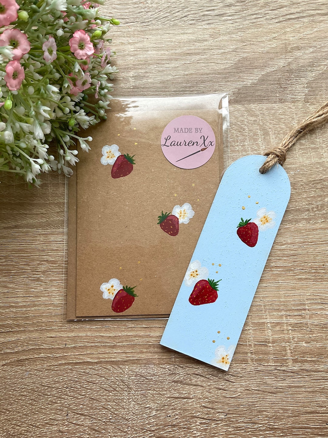 Strawberry Bookmark, Wooden Bookmark, Strawberry Gifts, Strawberry ...